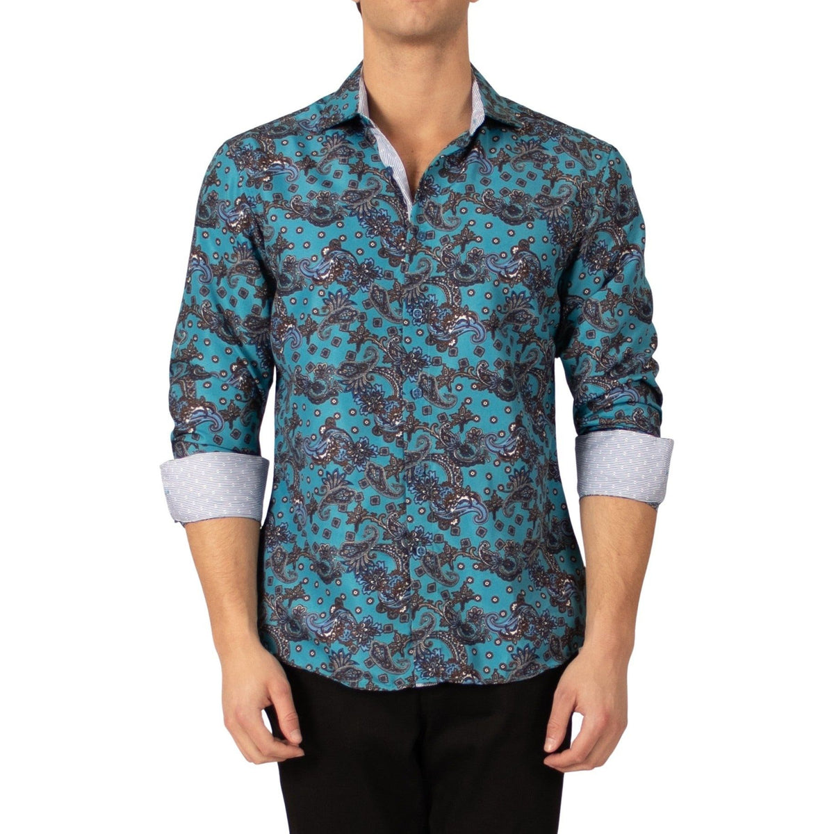 232323- Turquoise Long Sleeve Shirt – NEO NYC, INC.