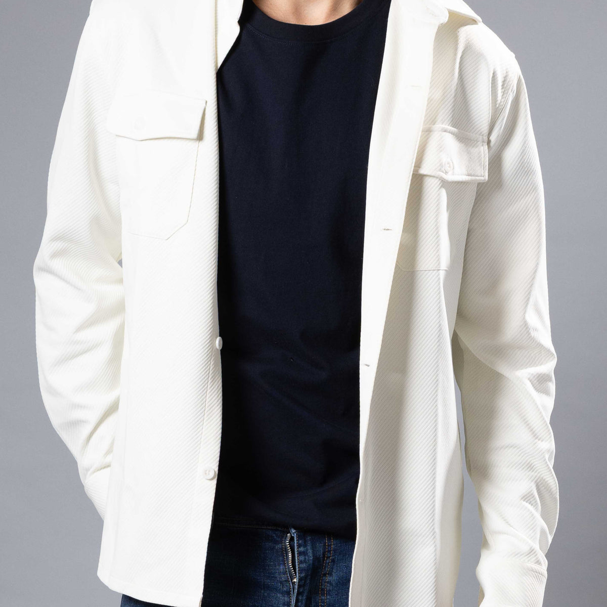 254101 - Off White Textured Twill Shacket – NEO NYC, INC.