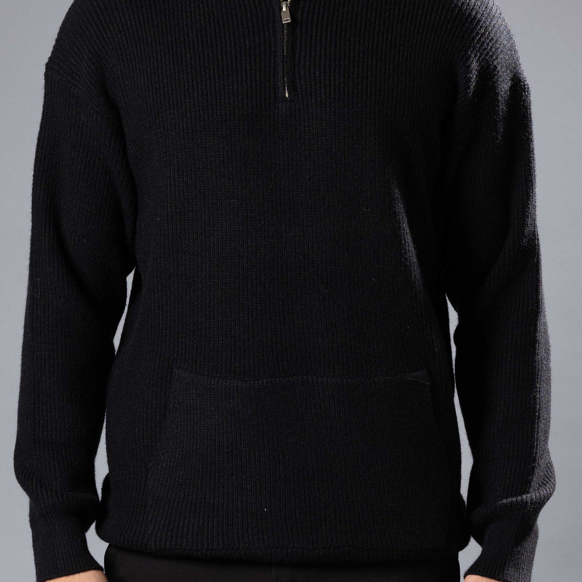 255104 - Black Ribbed Half-Zip Knit Sweater – NEO NYC, INC.