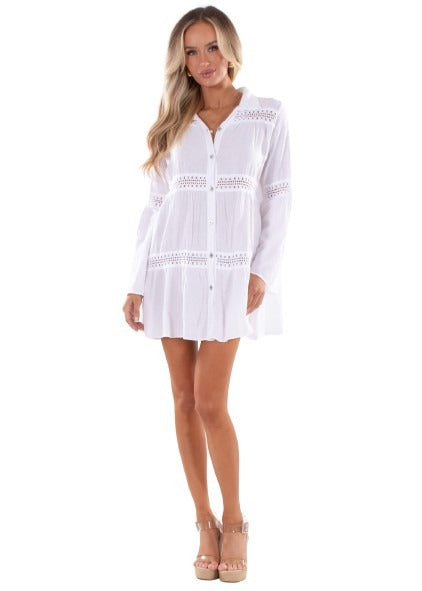 NW1617- White Cotton Tunic Dress – NEO NYC, INC.