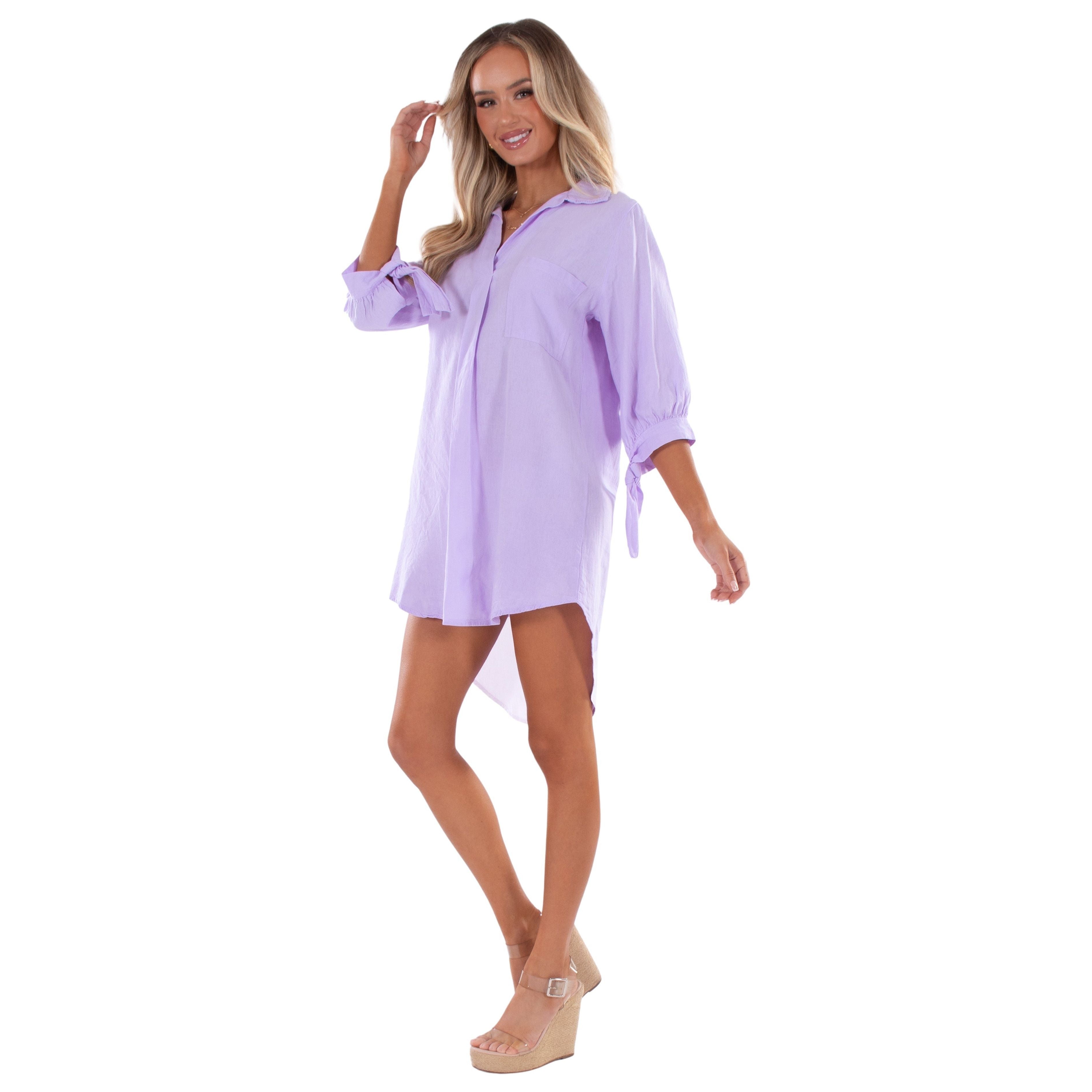 NW1718- Lilac Cotton Tunic Dress– NEO NYC, INC.